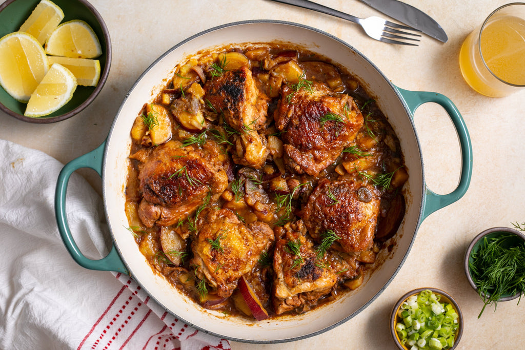 Soy & Cider-Braised Chicken with Glazed Sweet Potatoes – Momofuku Goods