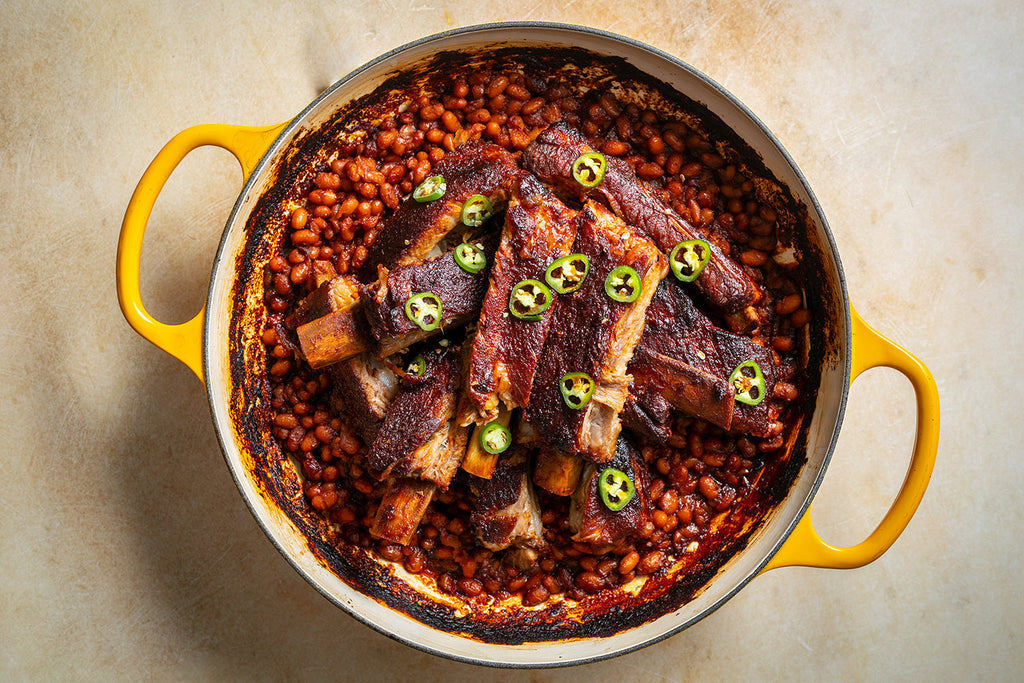 Sticky BBQ Ribs with Baked Beans – Momofuku Goods
